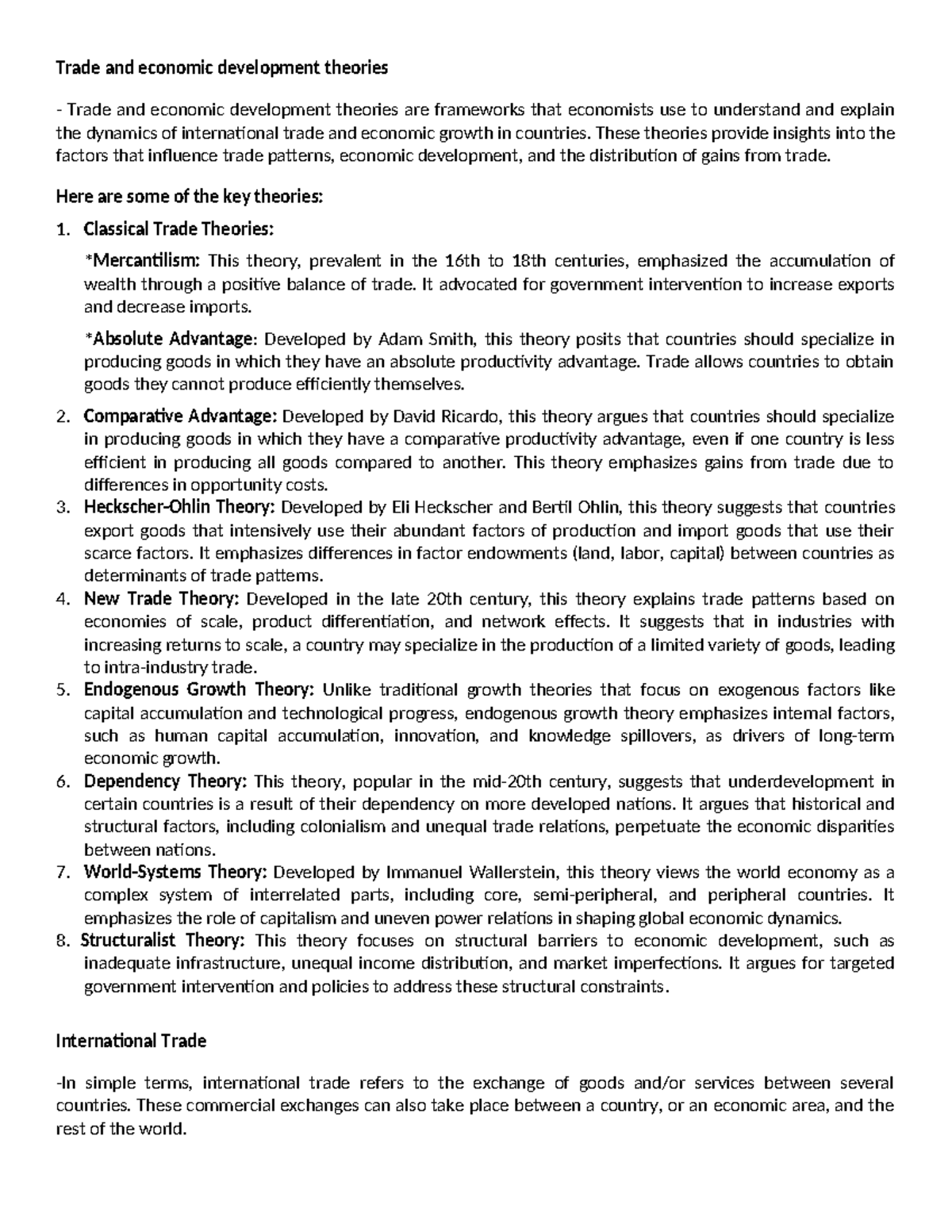 International trade and economic development - Trade and economic ...