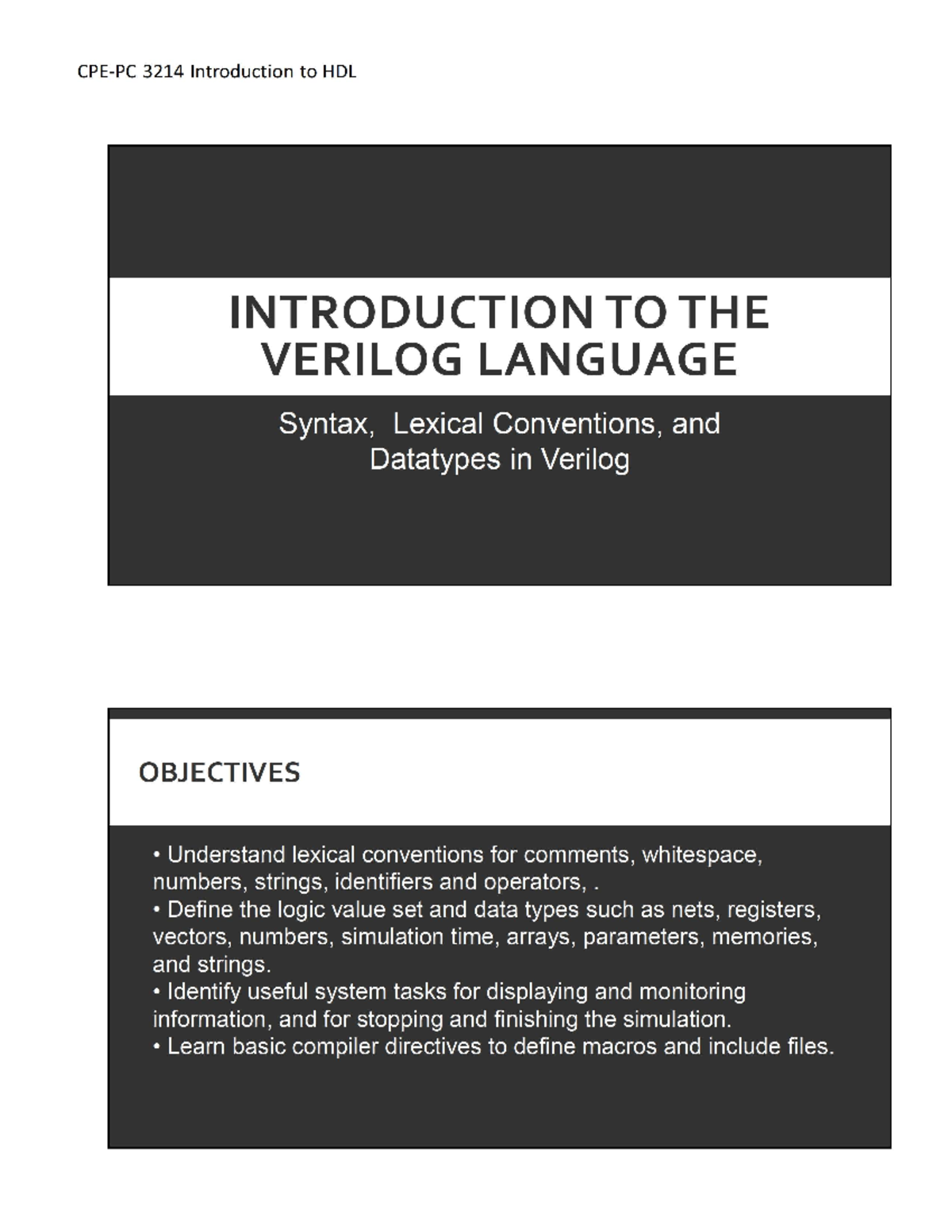 03 Introduction To Verilog Language Syntax Ns Computer Engineering