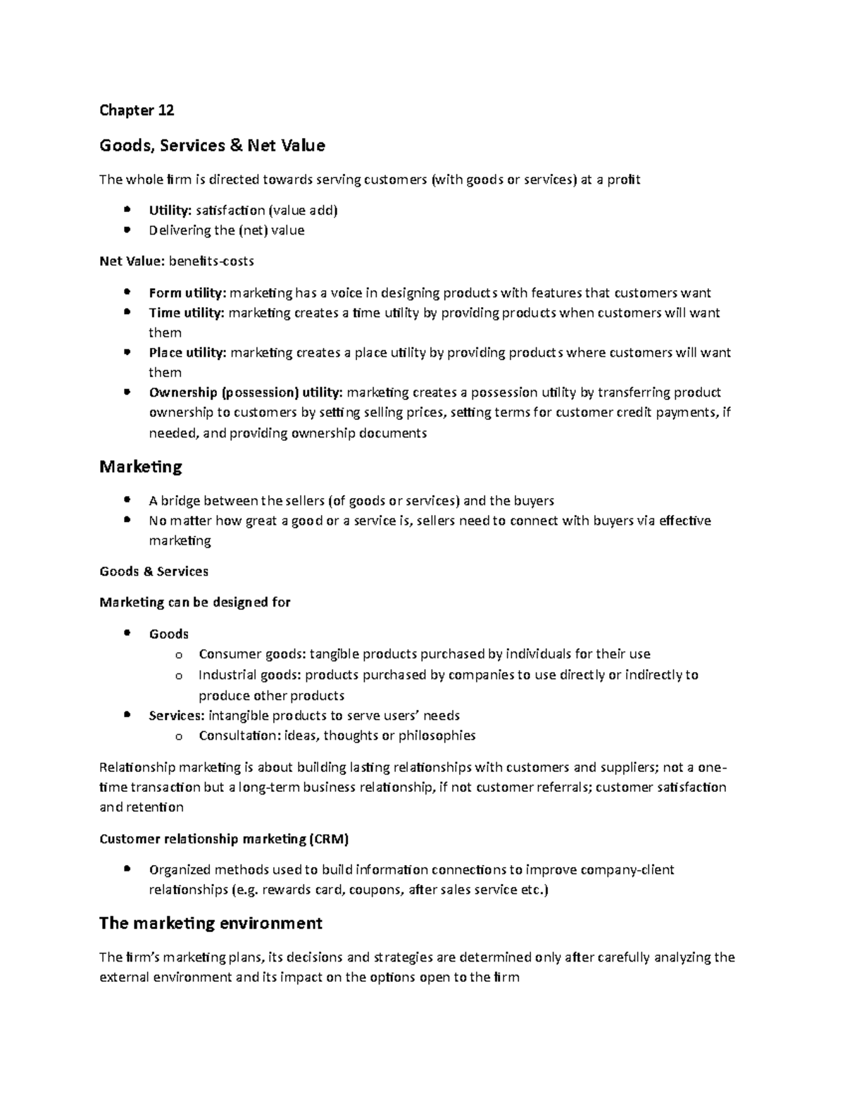 BUSM1100 - Chapter 12 - Lecture notes 12 - Chapter 12 Goods, Services ...