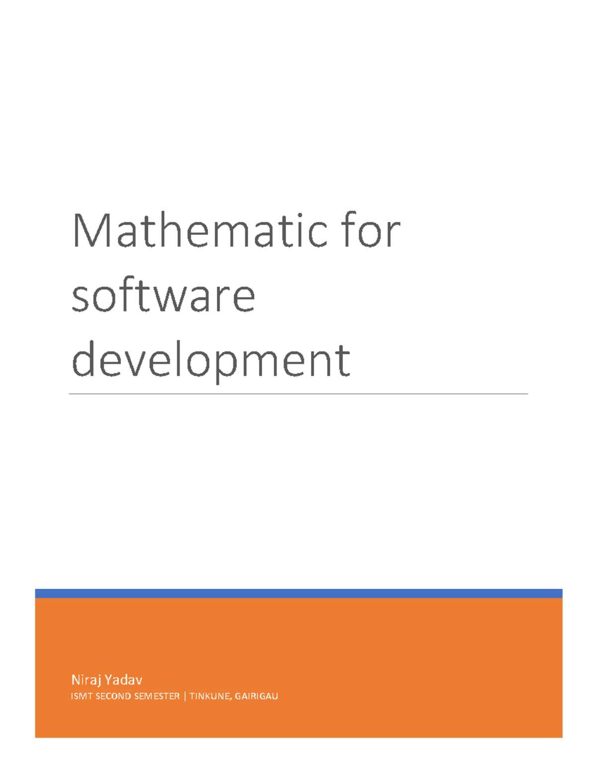 Maths - Assignment - Niraj Yadav ISMT SECOND SEMESTER | TINKUNE ...