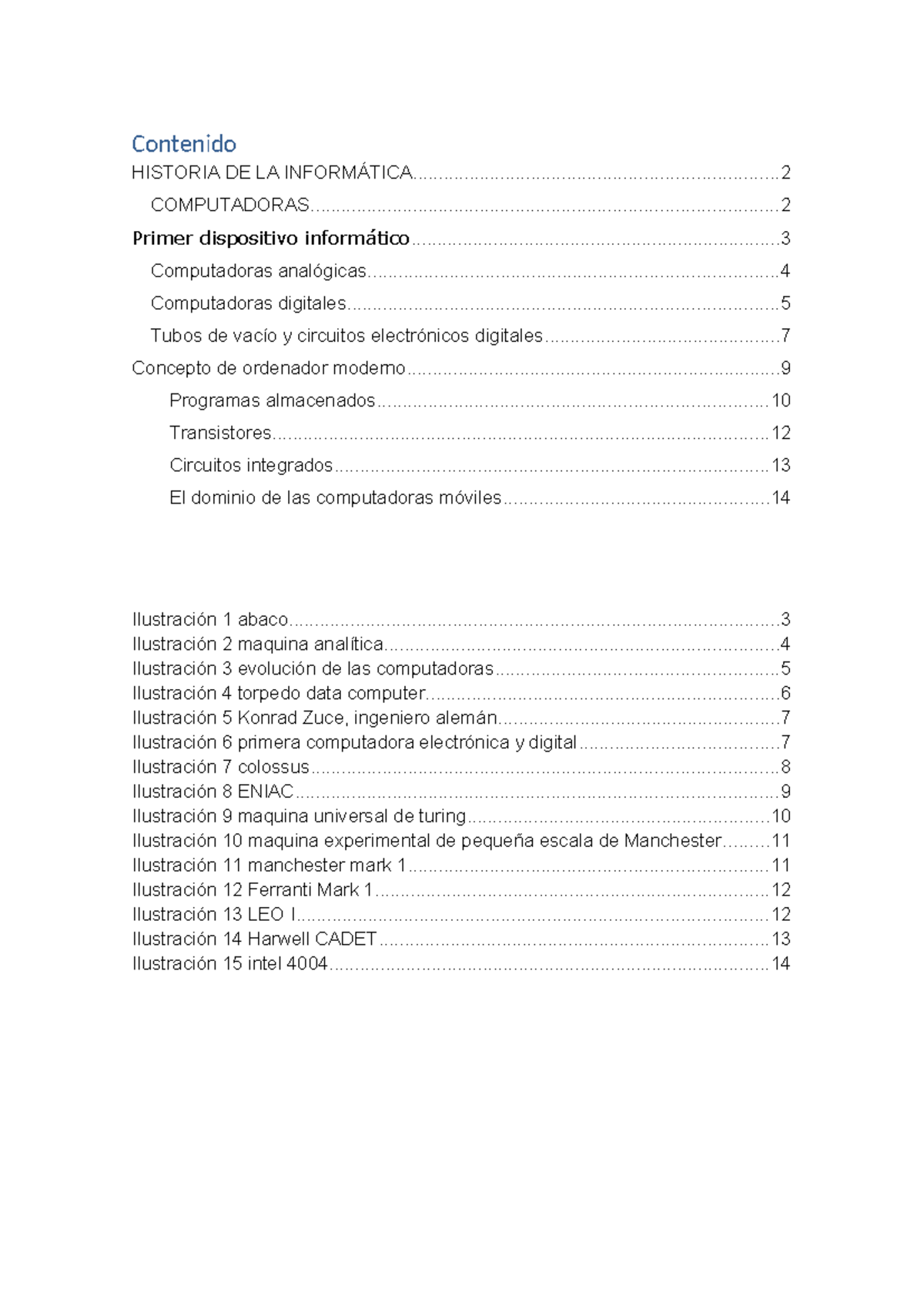 Historia DE LA Informática - Contenido HISTORIA DE LA - Studocu