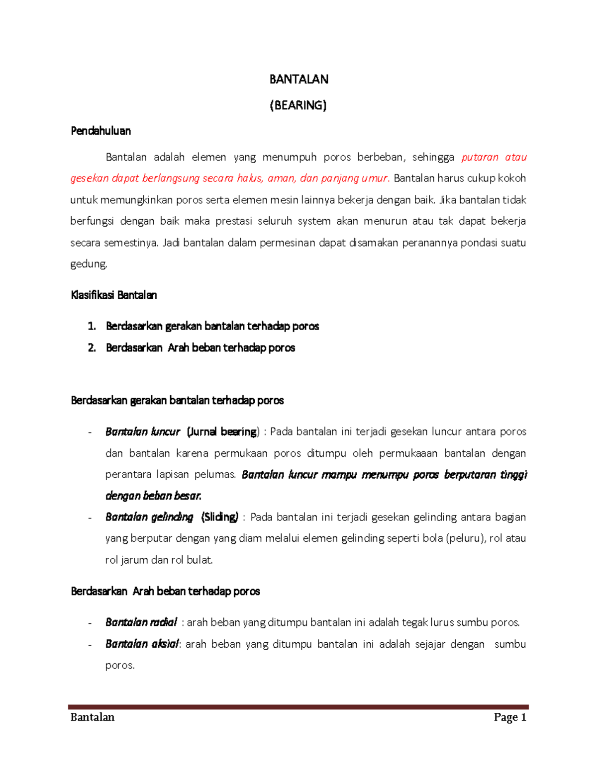 Bantalan gabung - Very Good - BANTALAN (BEARING) Pendahuluan Bantalan ...