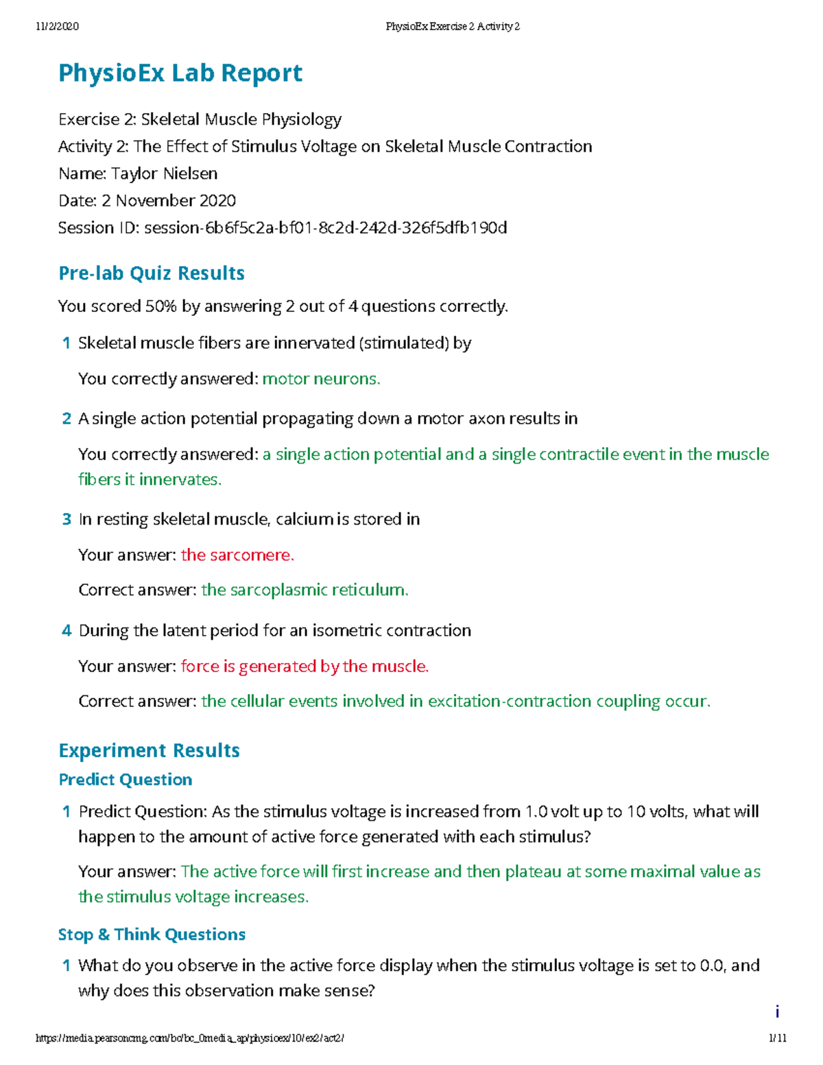 Physio Ex Exercise 2 Activity 2 - PhysioEx Lab Report Exercise 2 ...