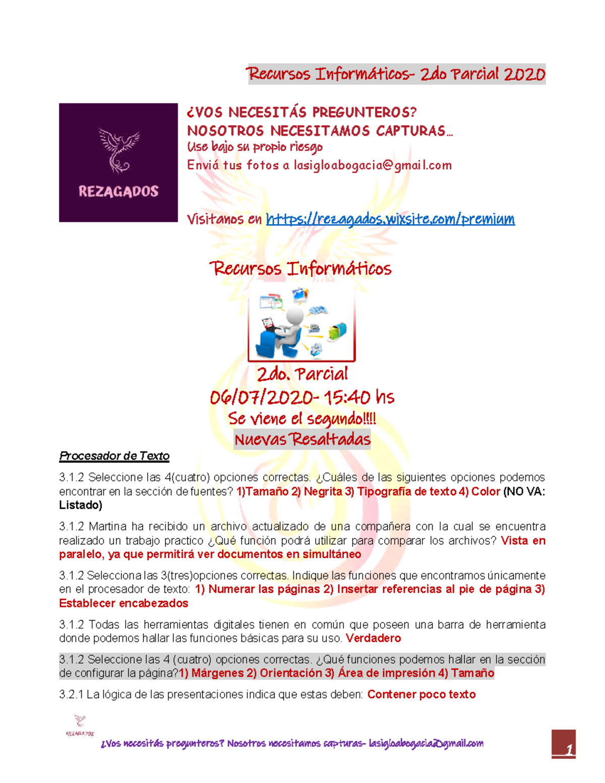 Parcial Julio 2020 - Warning: TT: undefined function: 32 ¿Vos necesitás pregunteros? Nosotros ...