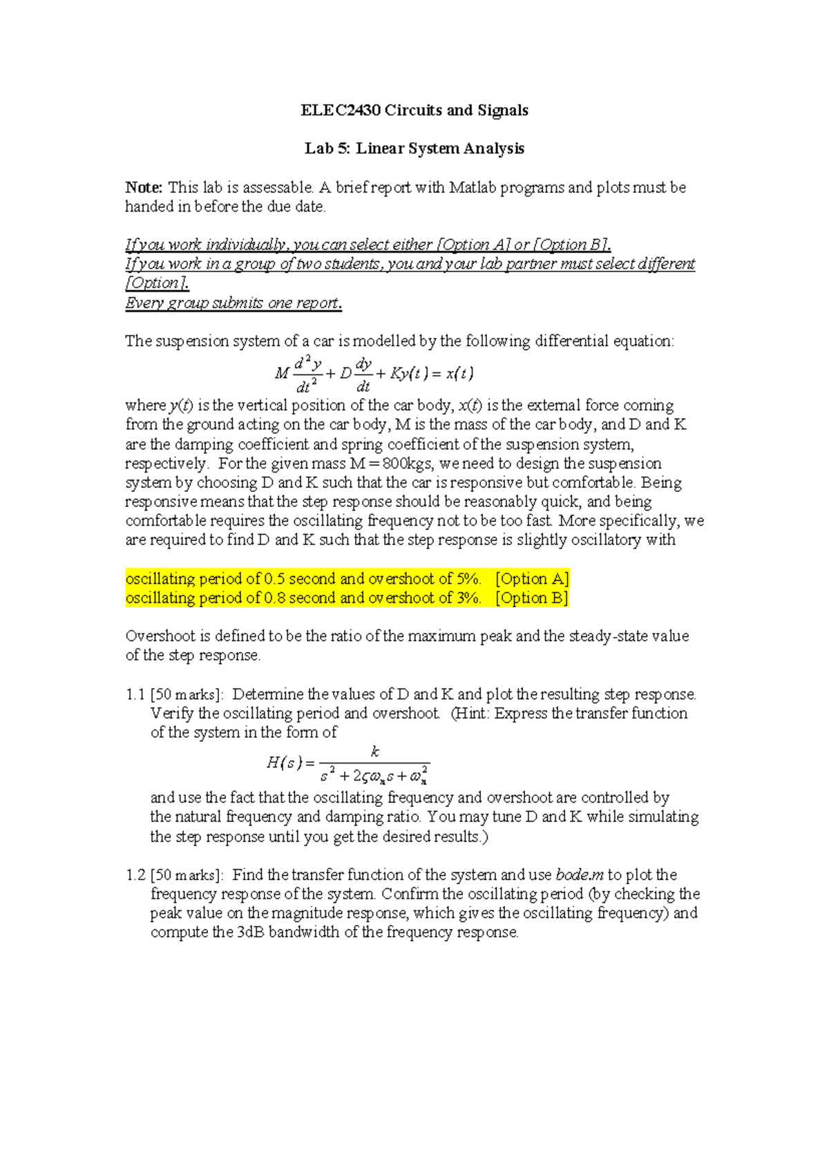 Lab5(2) - NON-assessed lab - ELEC2430 Circuits and Signals Lab 5 ...