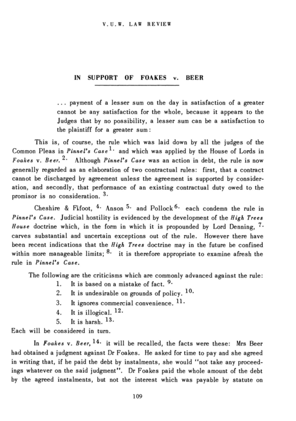 12 - Source - IN SUPPORT OF FOAKES v. BEER ... payment of a lesser sum ...