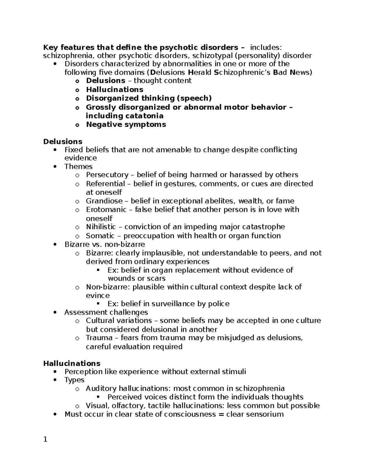Module 6 disorders - Disorder notes from DSM5 - Key features that ...