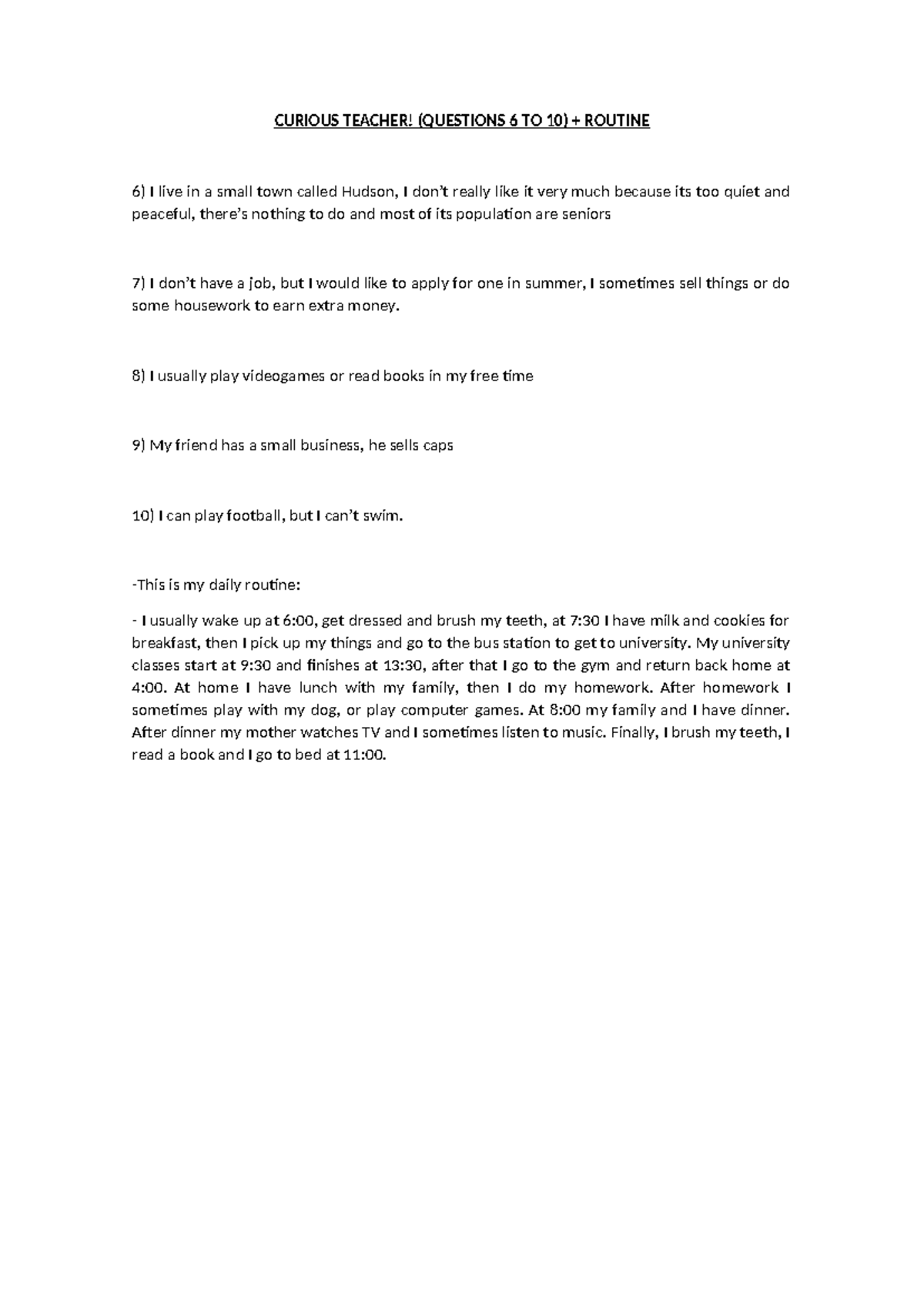 Curious Teacher Questions 6 TO 10 PLUS Routine - CURIOUS TEACHER ...