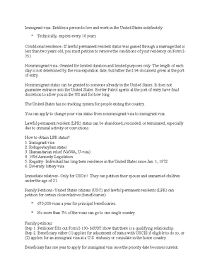 Immigration Outline Summer 2003 - IMMIGRATION and REFUGEE LAW I ...