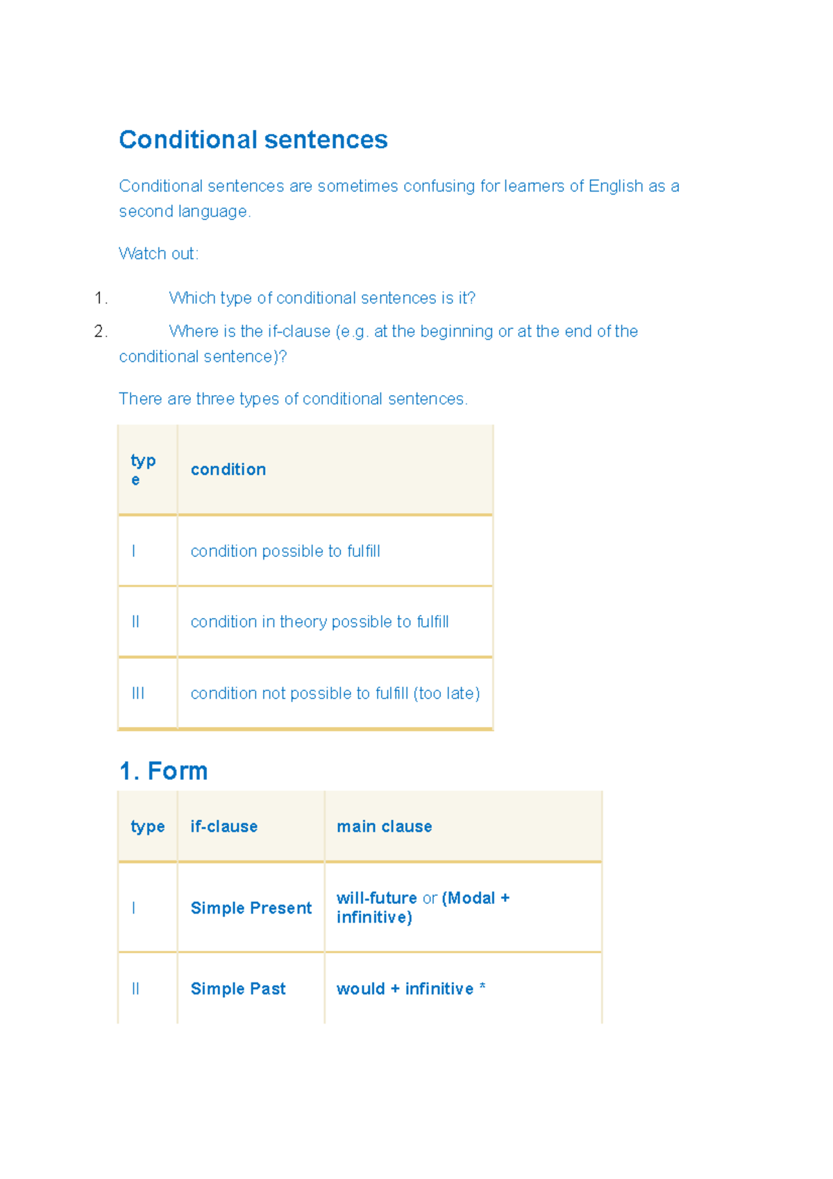 Conditional sentences Teoria - Conditional sentences Conditional sentences are sometimes ...