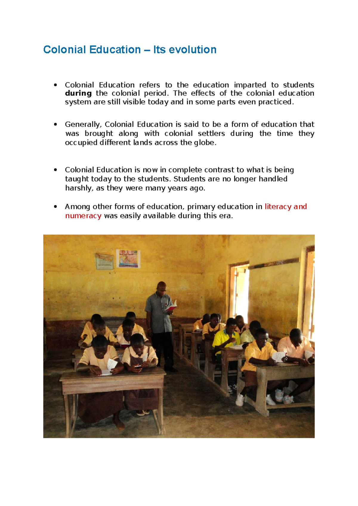 Colonial Education (1) - Colonial Education – Its evolution Colonial ...