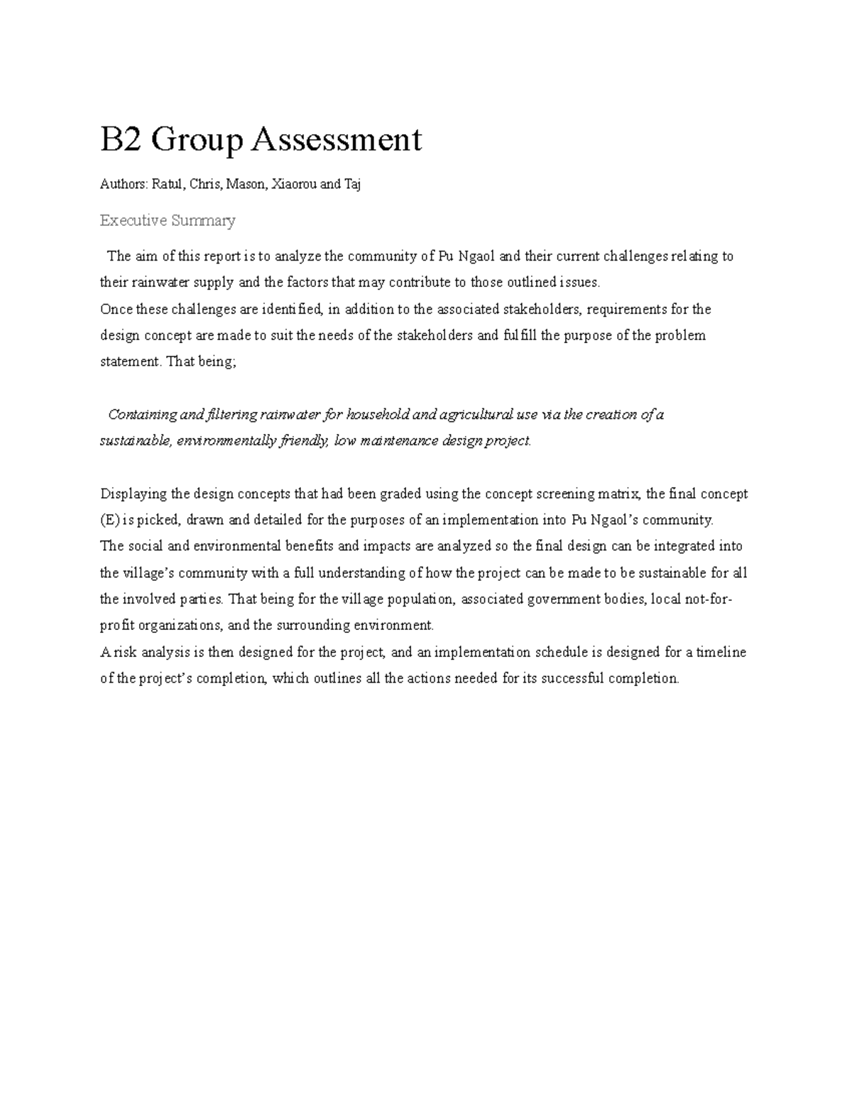 B2 Assessment Design Group essay - B2 Group Assessment Authors: Ratul ...