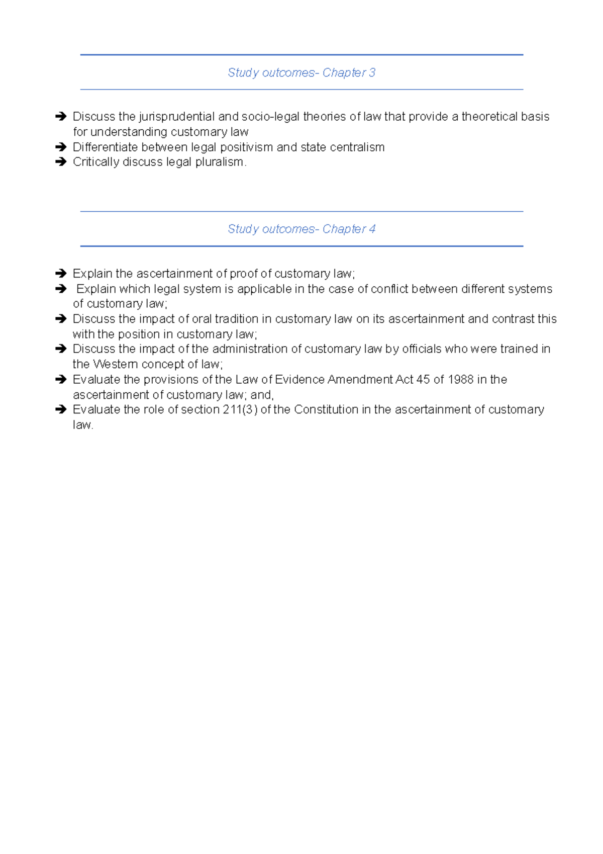 Chapter 3+4 - RPR notes Ch 3+4 - Study outcomes- Chapter 3 Discuss the ...