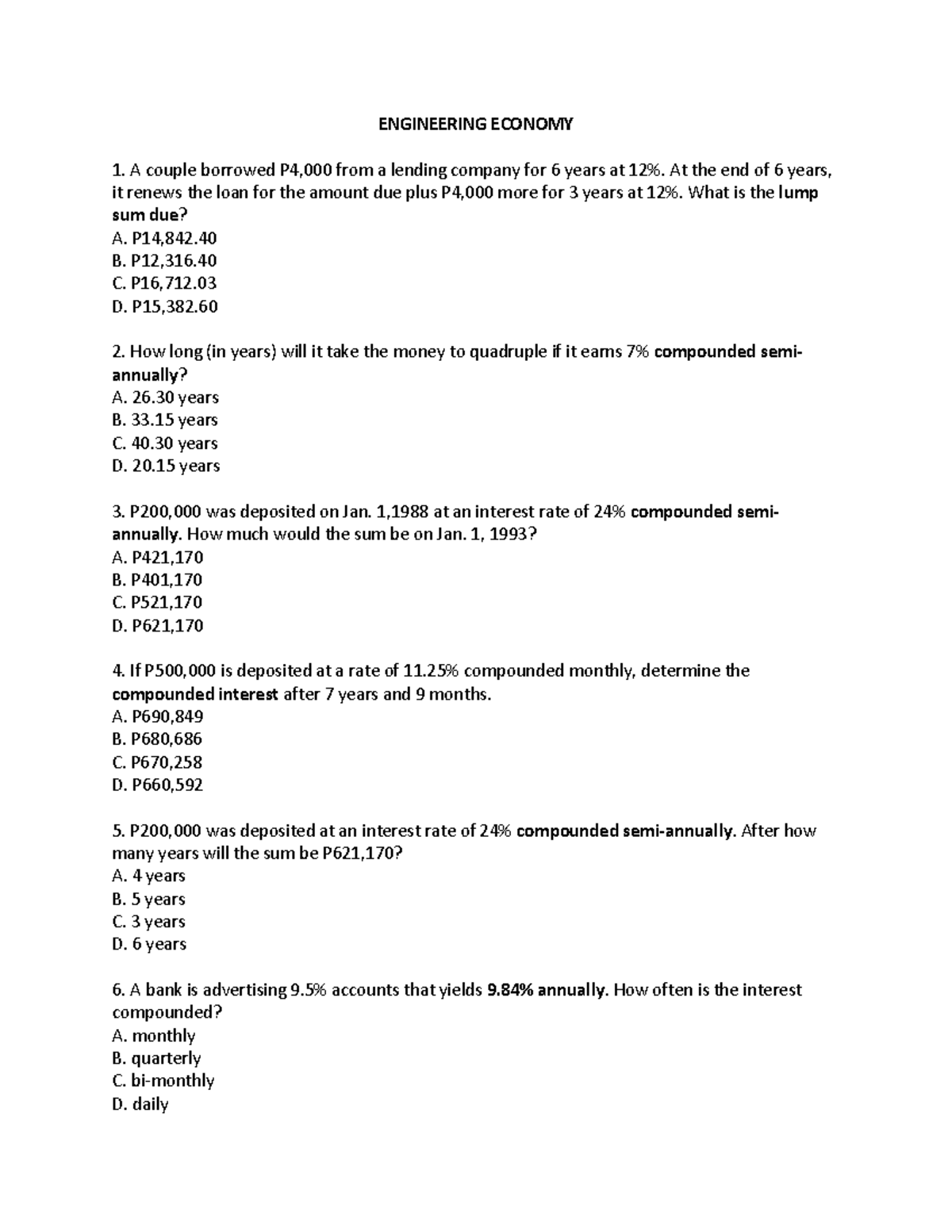 Engineering Economy - TIP - Studocu