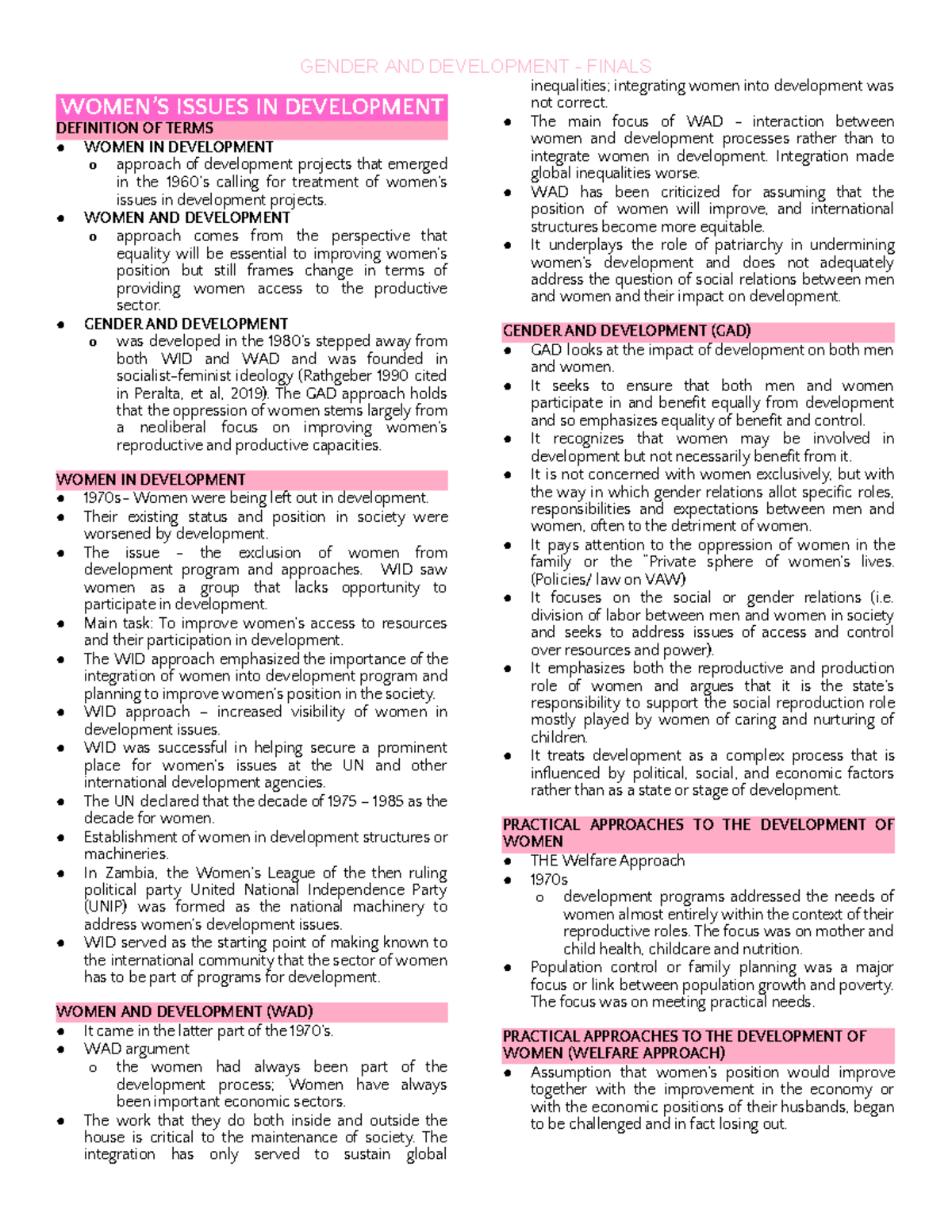 GAD- Finals-1 - gender and development - WOMEN’S ISSUES IN DEVELOPMENT ...