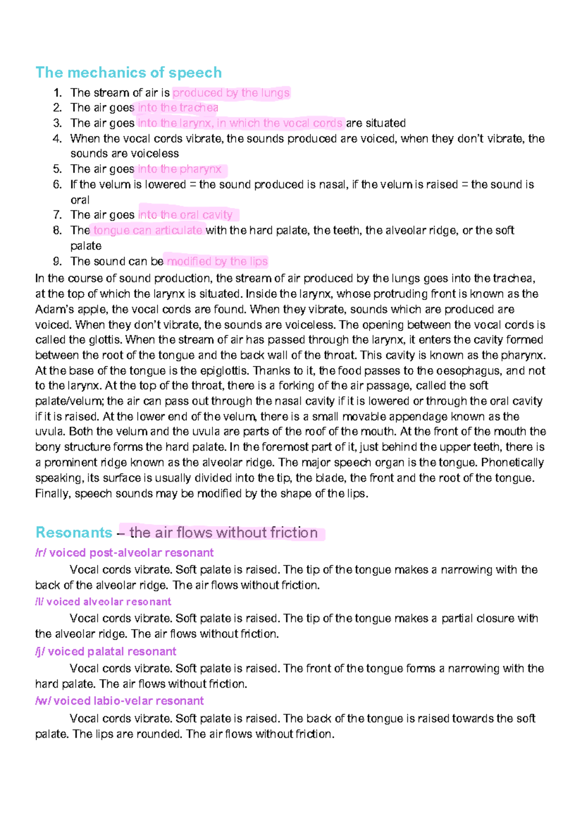 Descriptive-grammar-v2 - The mechanics of speech The stream of air is ...