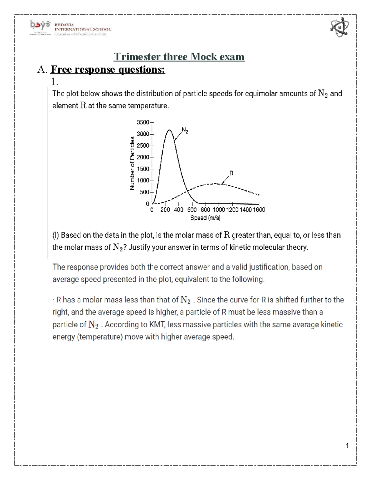 Mock exam model answer - Chemsitry - Trimester three Mock exam A. Free ...