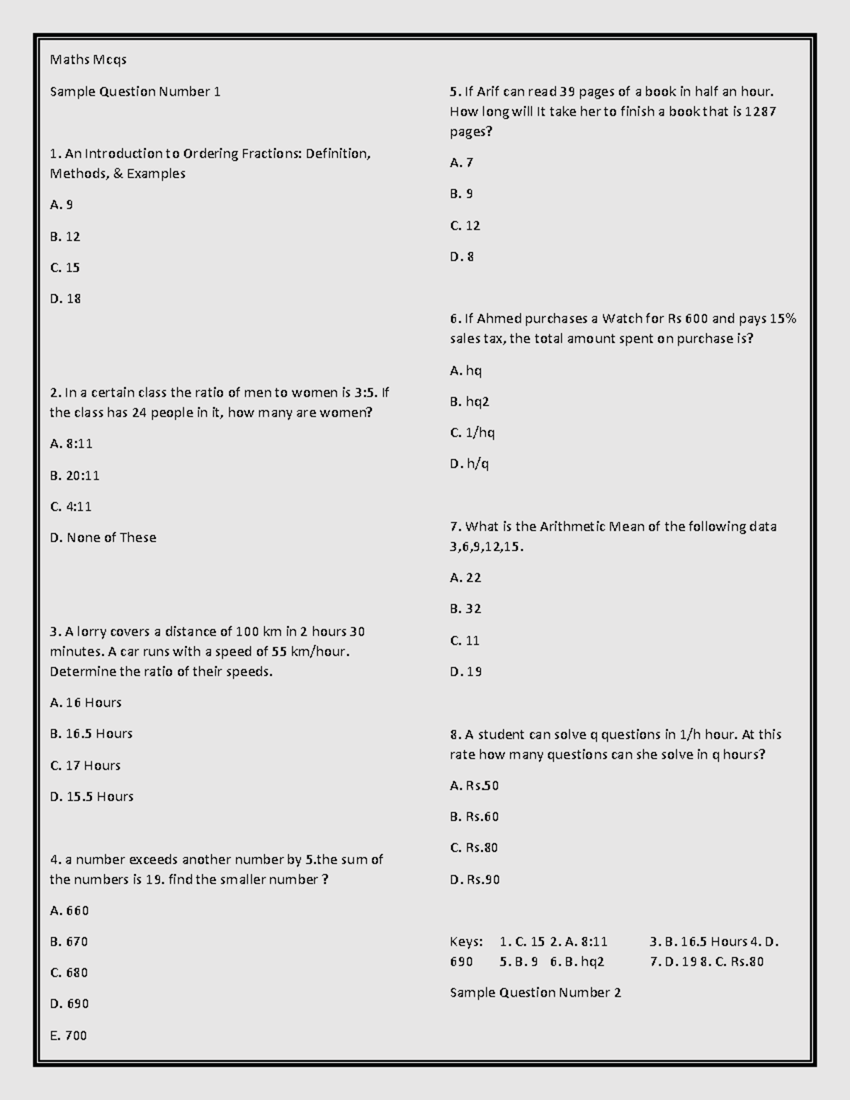 SST Maths - Summary Basic Statistics and Mathematics - Maths Mcqs ...