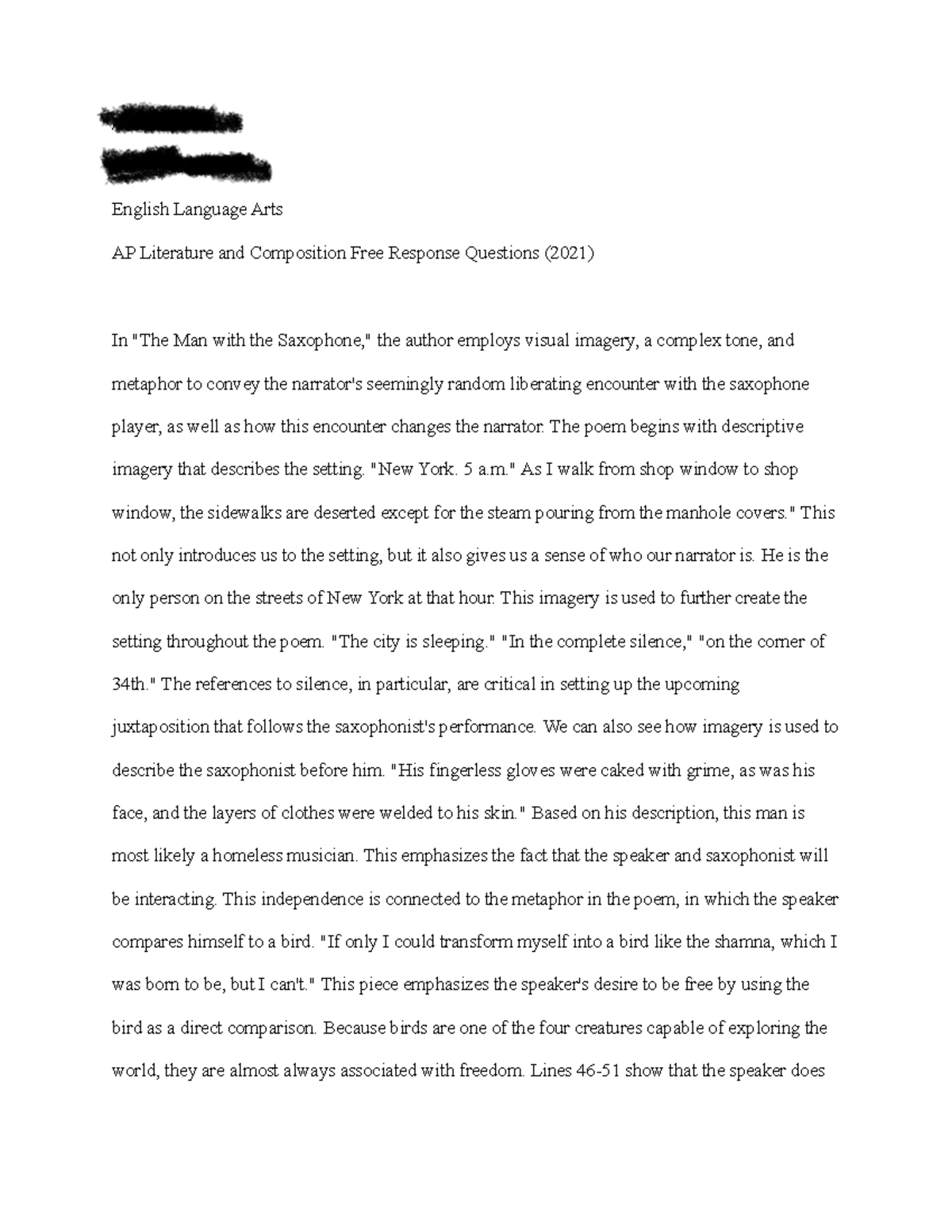 - AP Literature and Composition Free Response Questions (2021) - /Isaac ...