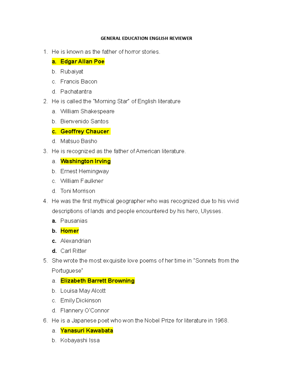 General Education English Reviewer - GENERAL EDUCATION ENGLISH REVIEWER ...