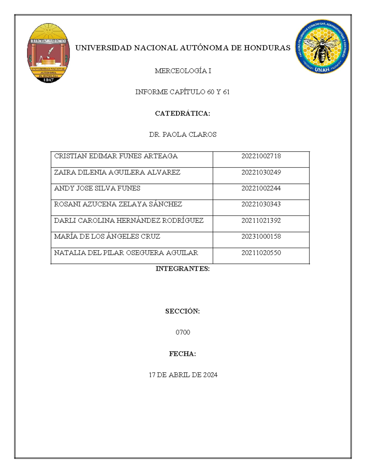 Informe Merceologia CAP.60 Y 61 - UNIVERSIDAD NACIONAL AUTÓNOMA DE ...