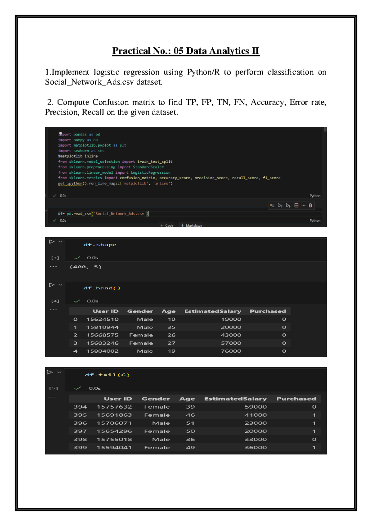 DOP 5 - Practical Notes - Data Science - Practical No.: 0 5 Data ...