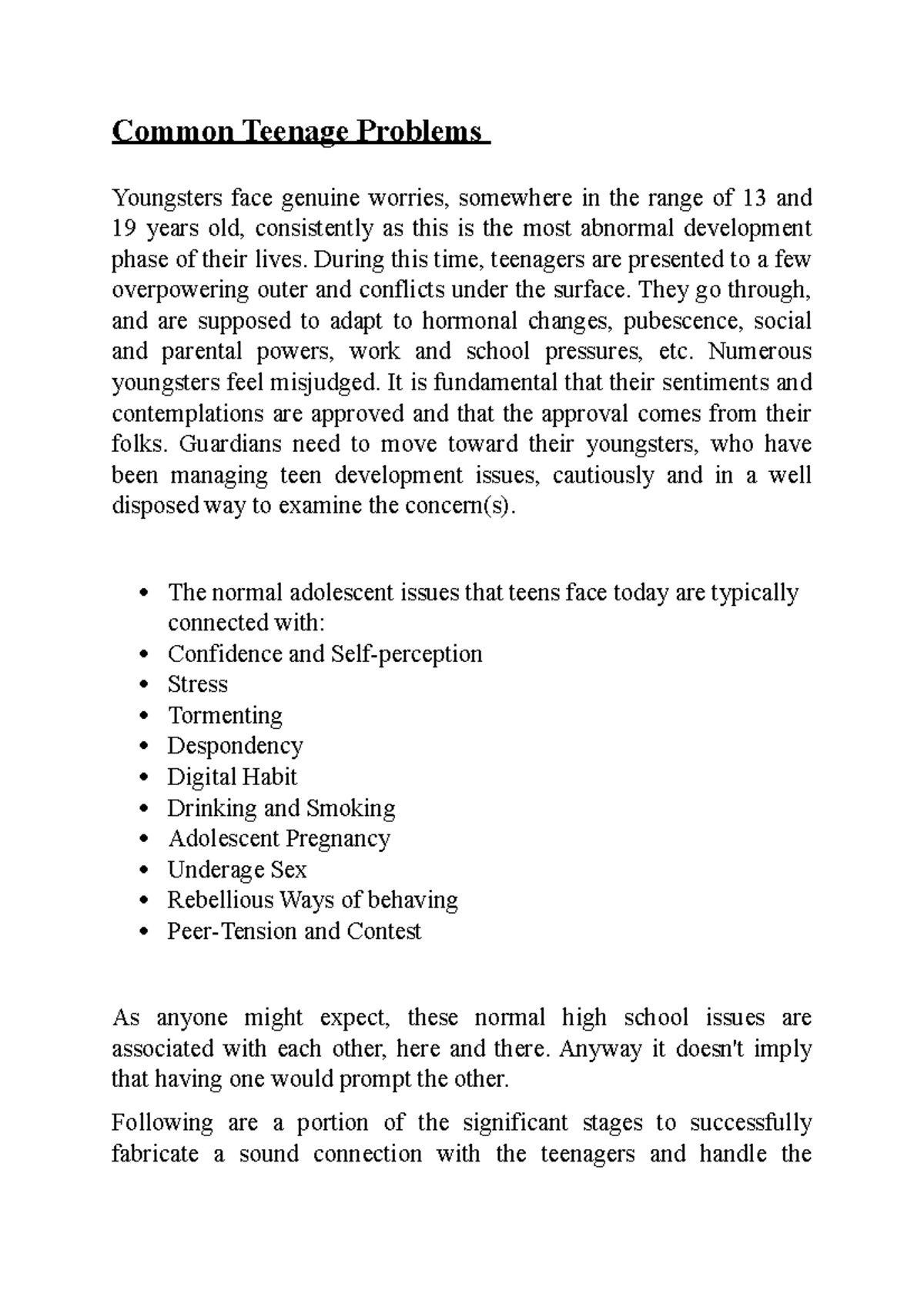 Common Teenage Problems - Common Teenage Problems Youngsters face ...