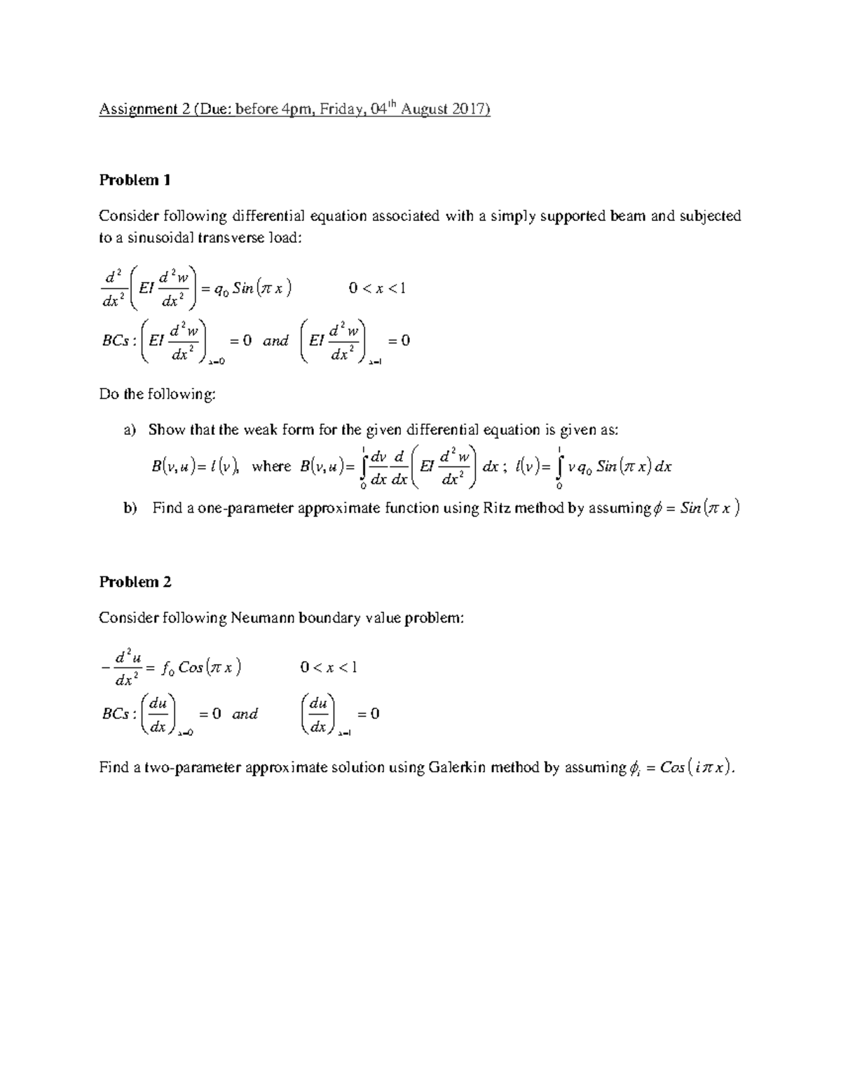 Assignment 2 Differential Equation Assignment 2 Due Before 4pm Friday 04th August 2017 6386