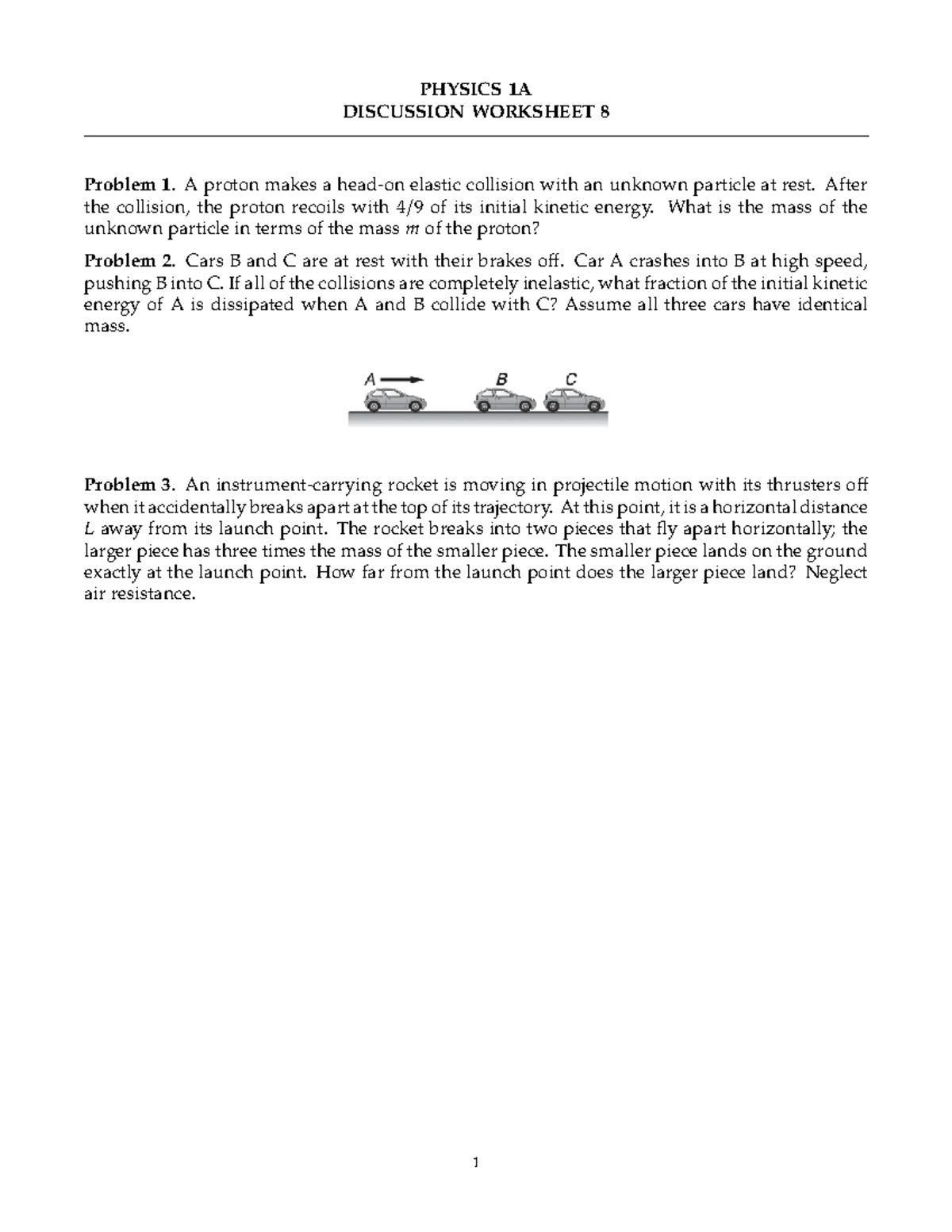 Physics 1A - Professor Bauer- discussion 8 - PHYSICS 1A DISCUSSION ...