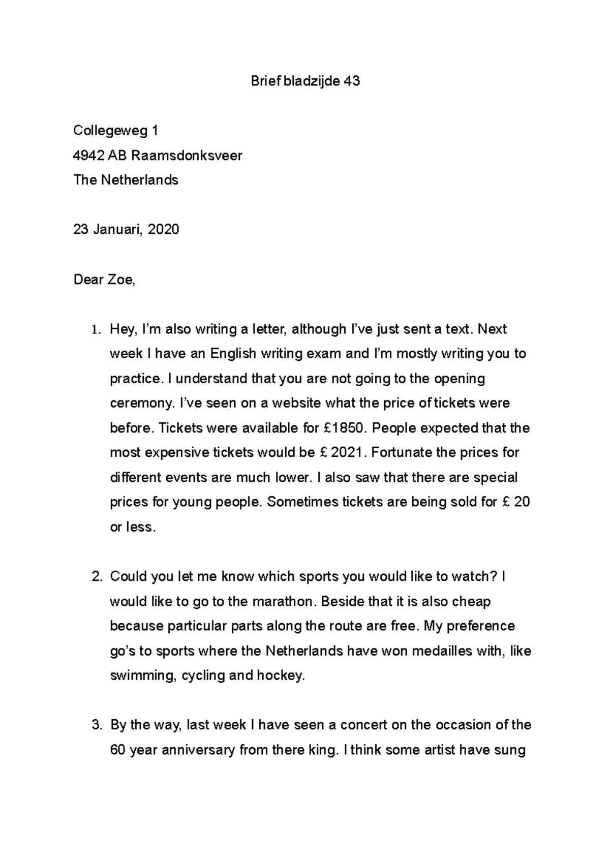 Brief bladzijde - Next week I have an English writing exam and I’m ...