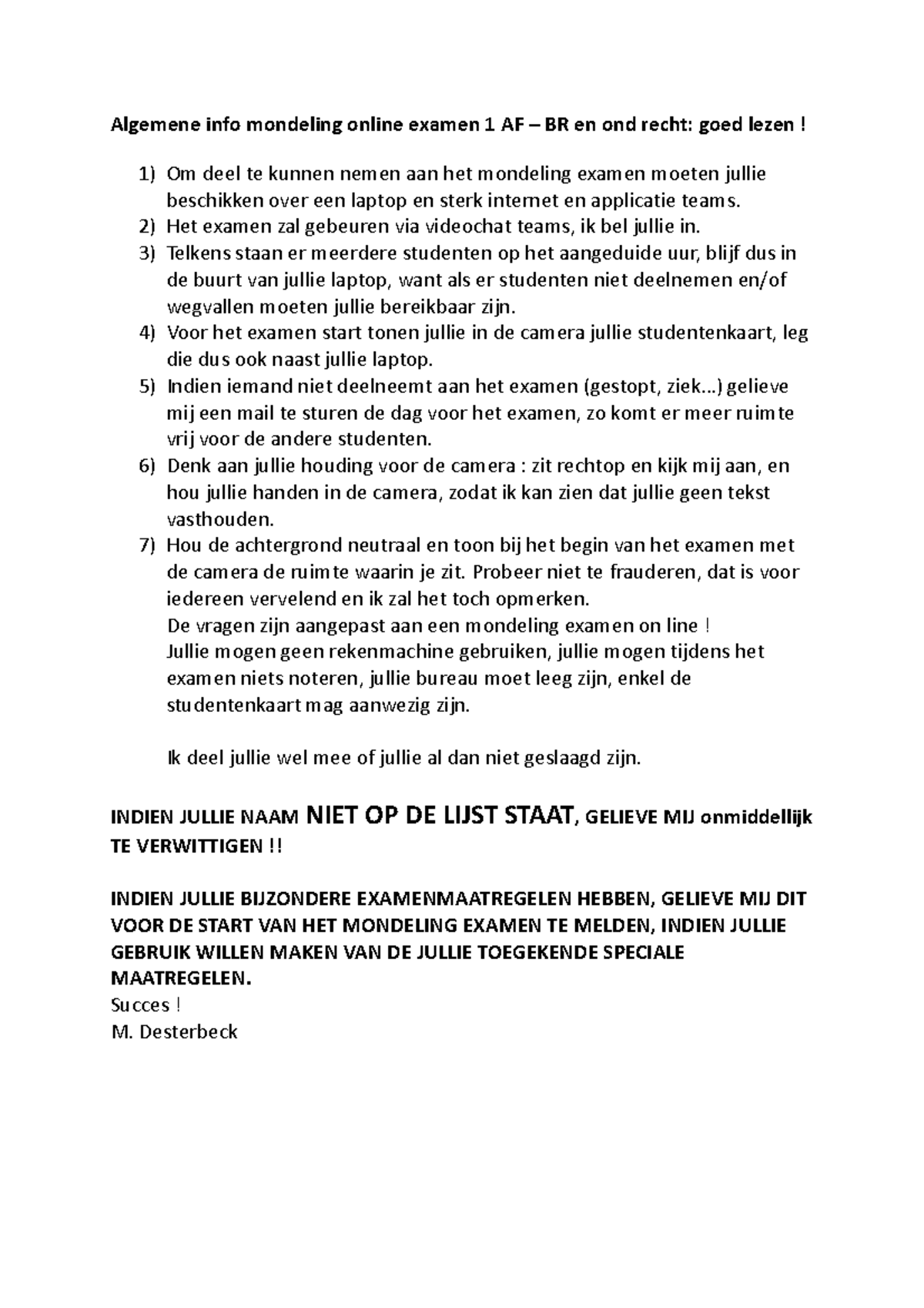 Algemene info mondeling ex online - Algemene info mondeling online ...