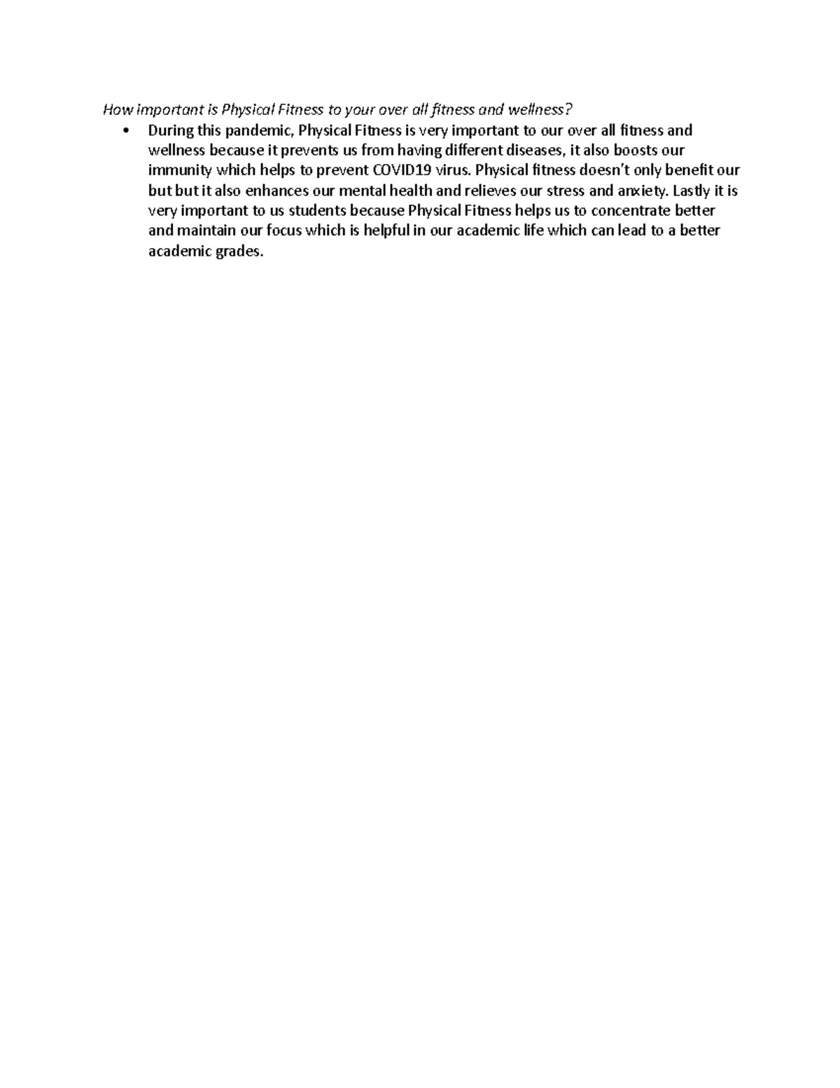 Reflection PE for laco essay with words - How important is Physical ...