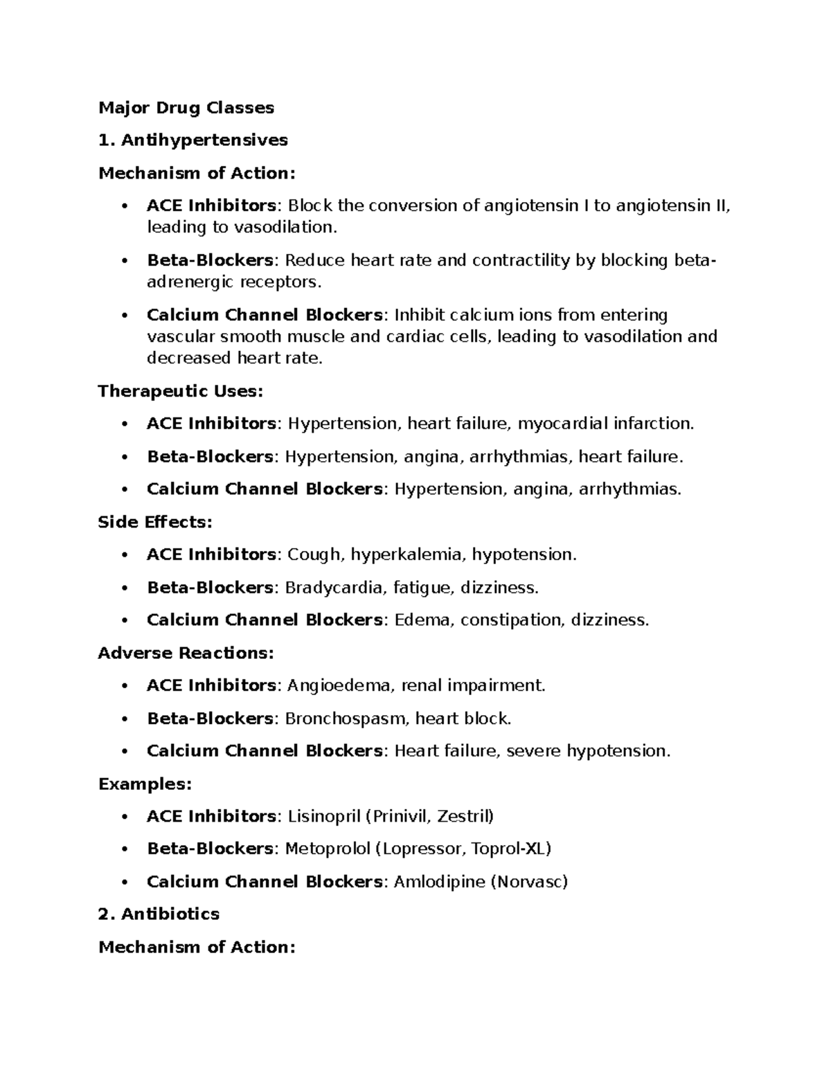 Major Drug Classes - helpful information - Major Drug Classes ...