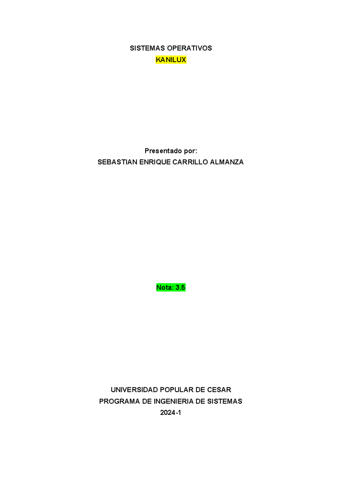 P1 - Sebastian Enrique Carrillo Almanza - Kalinux - 1 - SISTEMAS ...