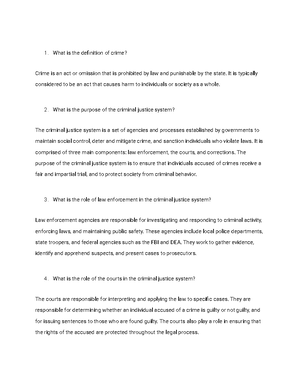 Basics of Criminal justice Essay - Criminal justice is a system of ...
