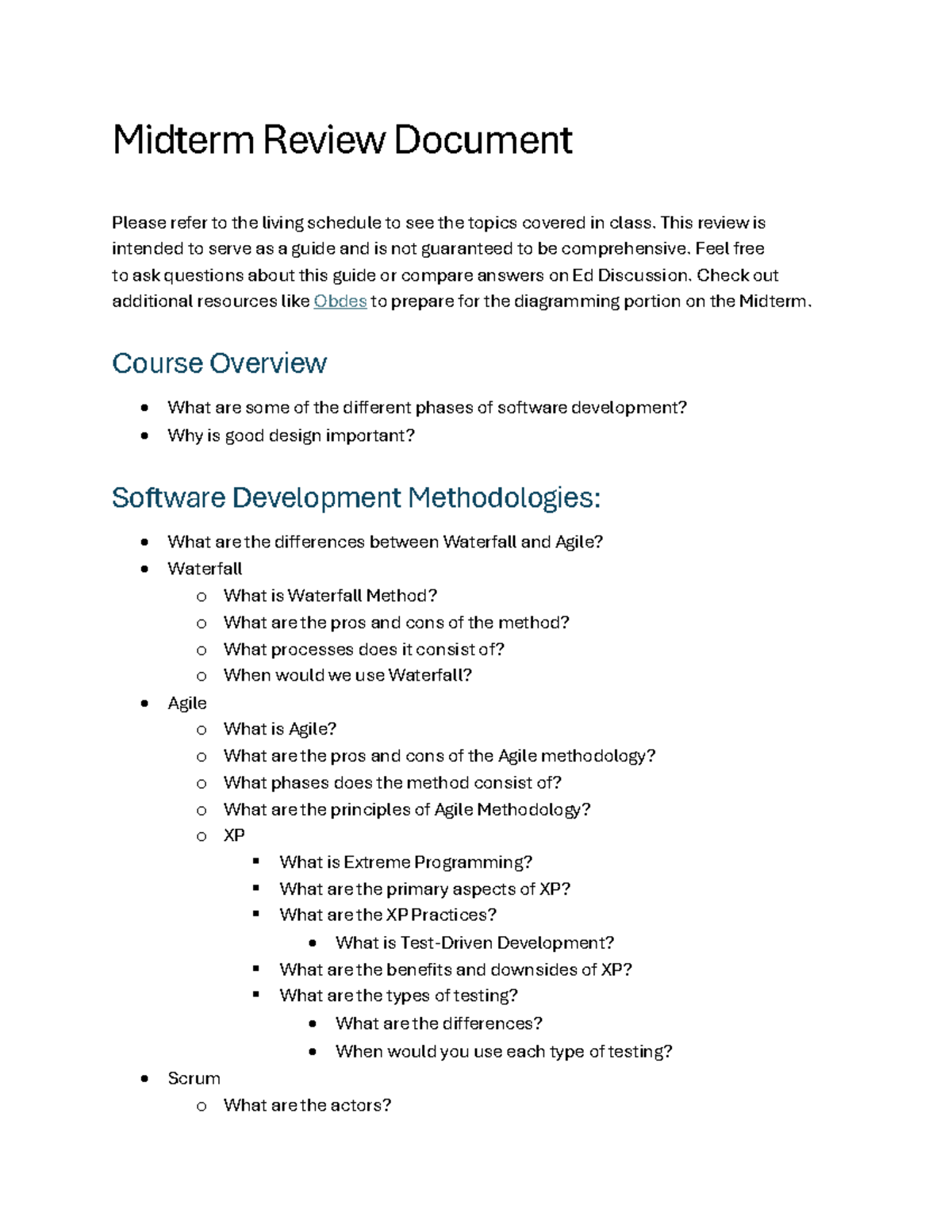 Fall 2024 Midterm Review - Midterm Review Document Please refer to the ...