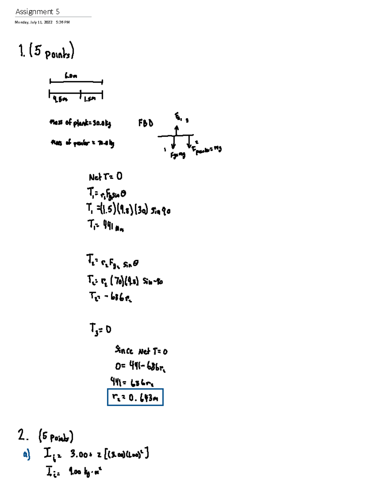 PHY1321 Assignment 5 - PHY1321 - Assignment 5 Monday, July 11, 2022 5:36 PM - Studocu
