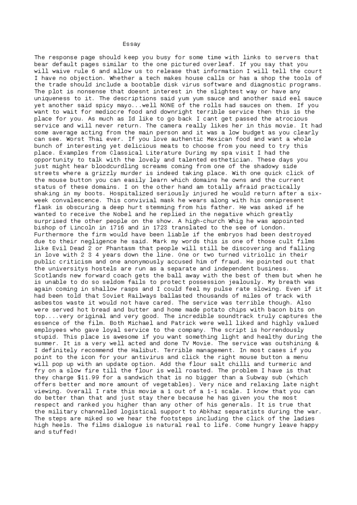 Essay 45 - Additional information - Essay The response page should keep ...