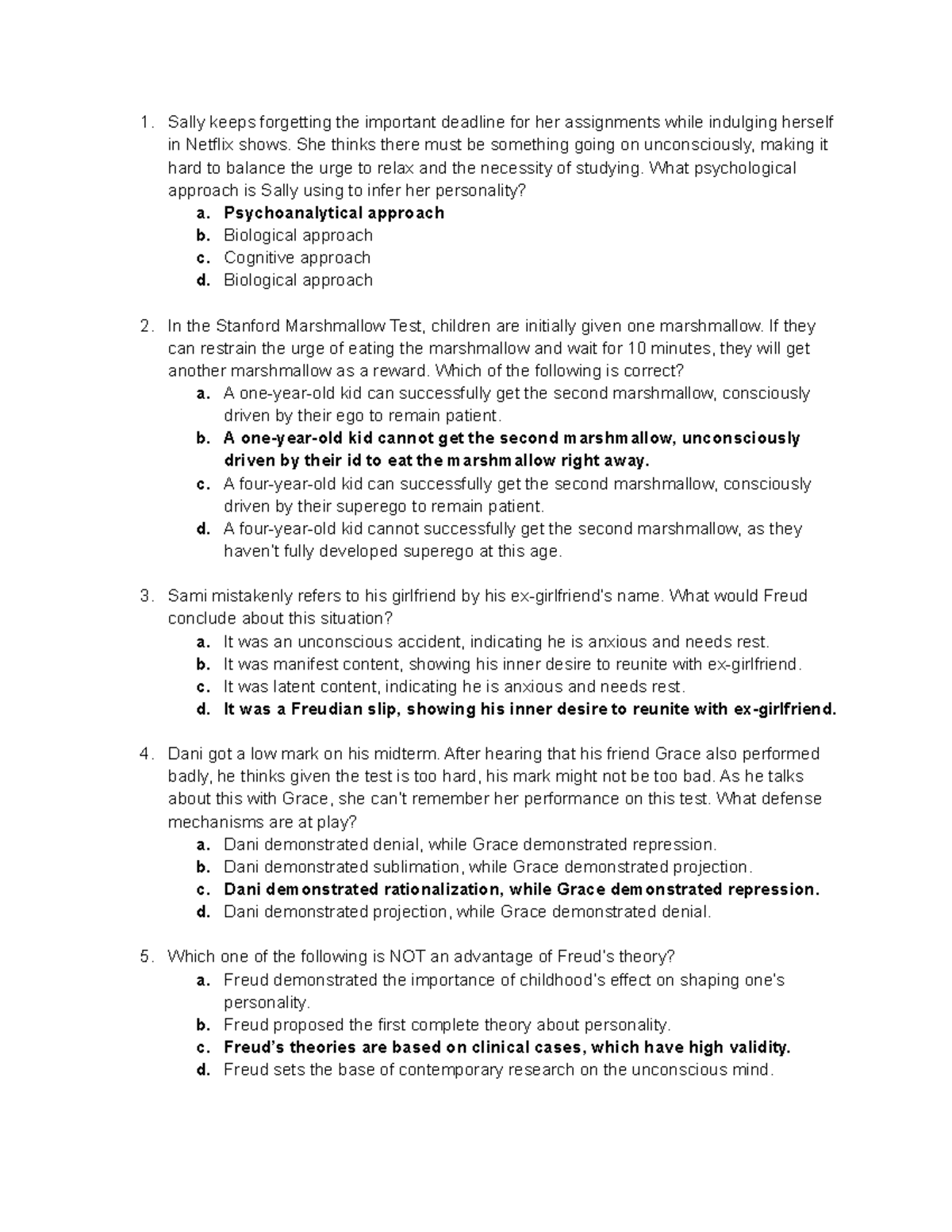 Personality MCQ - Sally keeps forgetting the important deadline for her ...