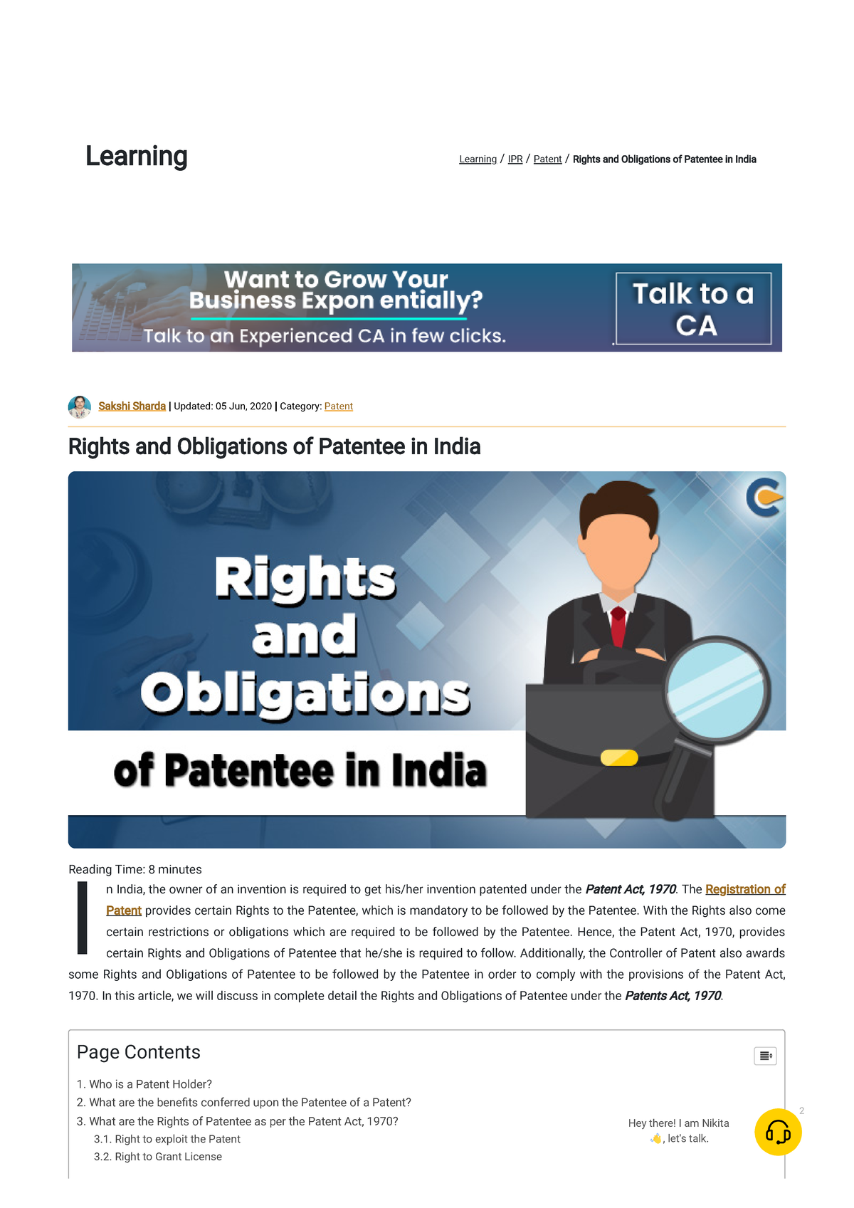Rights and Obligations of Patentee in India - The Registration of ...