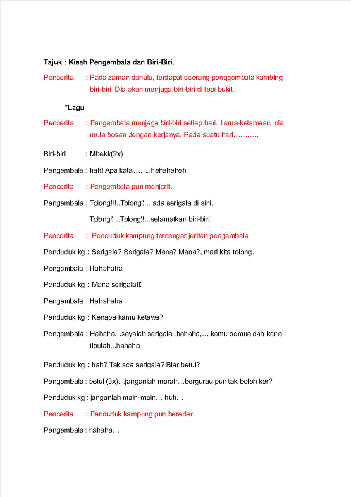 Pdfslide - For roleyplay CSC413 about pengembala dan biri biri. - Tajuk : Kisah Pengembala dan ...