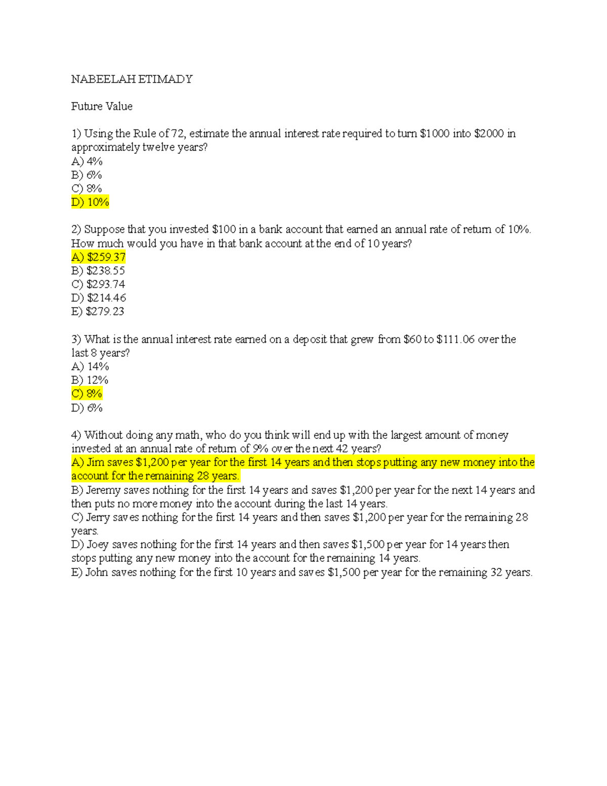 Personal finance - answers to assignments teacher posts - NABEELAH ...