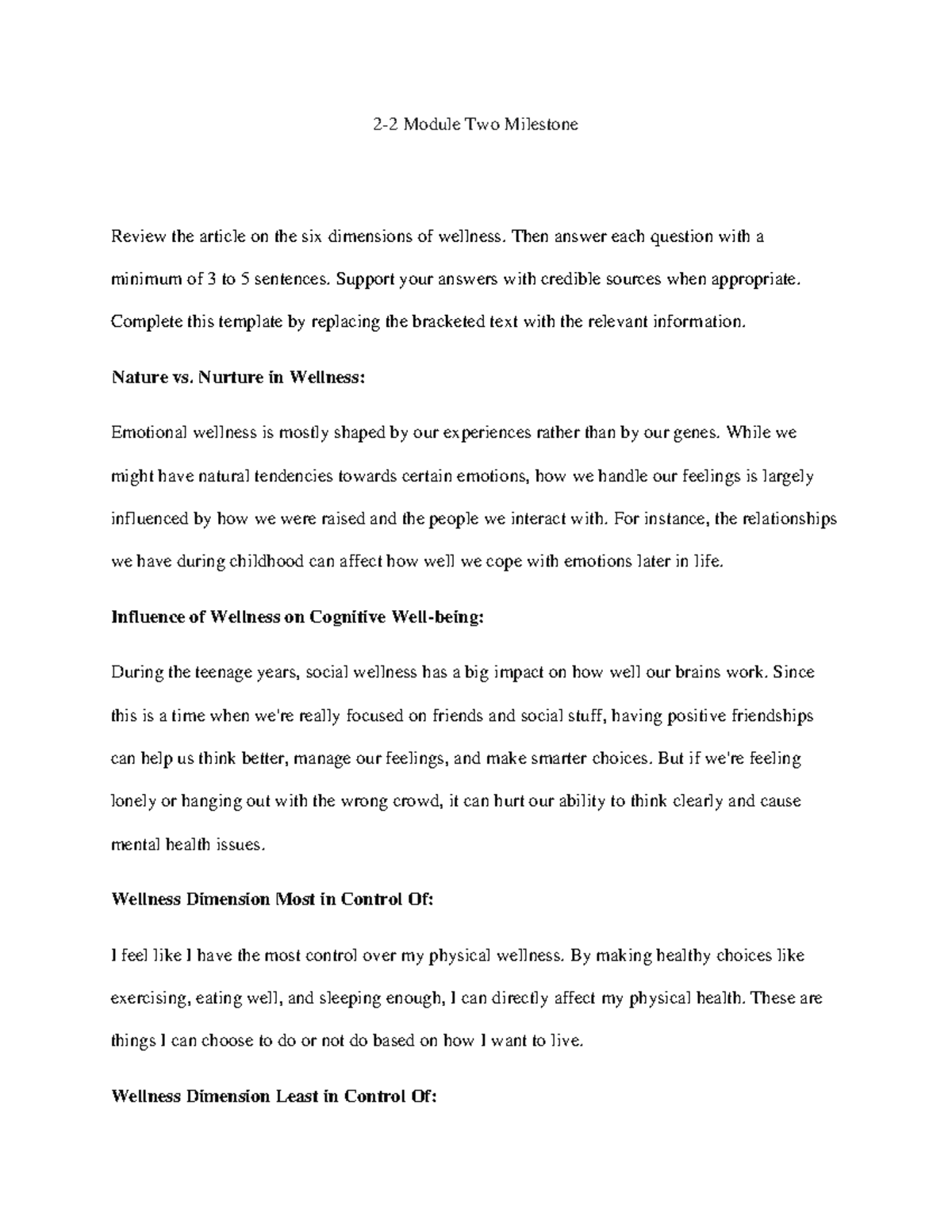 2-2 Module Two Milestone - 2 - 2 Module Two Milestone Review the ...