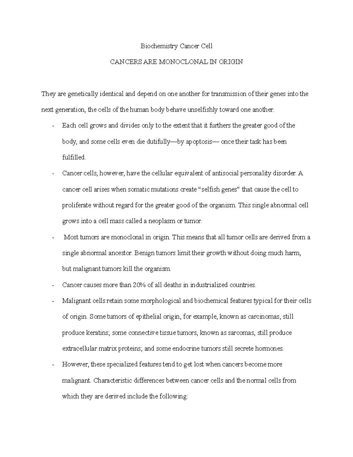Biochemistry Cancer Cell- Monoclonal - Biochemistry Cancer Cell CANCERS ...