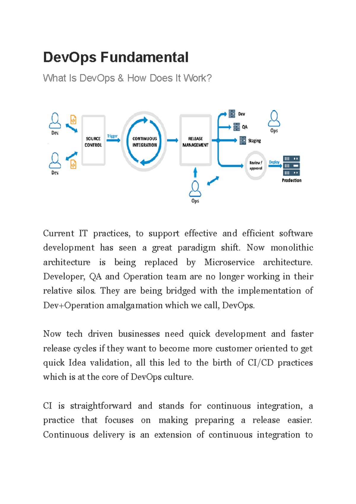 Dev Ops Fundamental - DevOps Fundamental What Is DevOps & How Does It Work? Current IT - Studocu