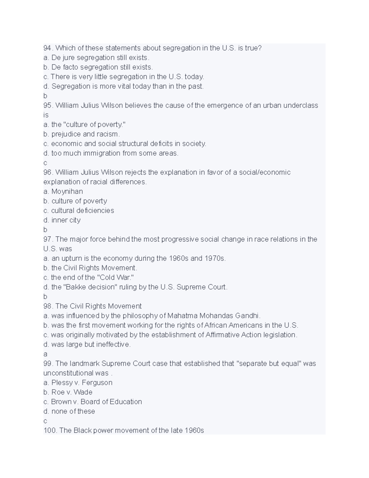 Socio 3 - Which of these statements about segregation in the U. is true ...