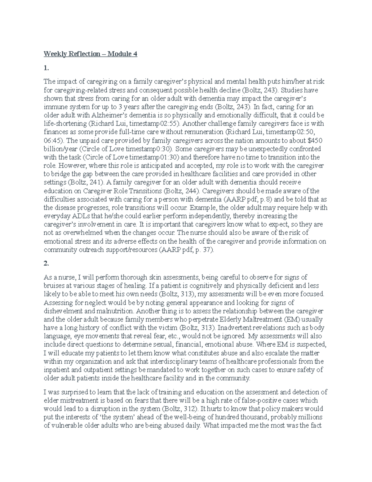 Module 4 Reflection - Weekly Reflection – Module 4 1. The impact of ...