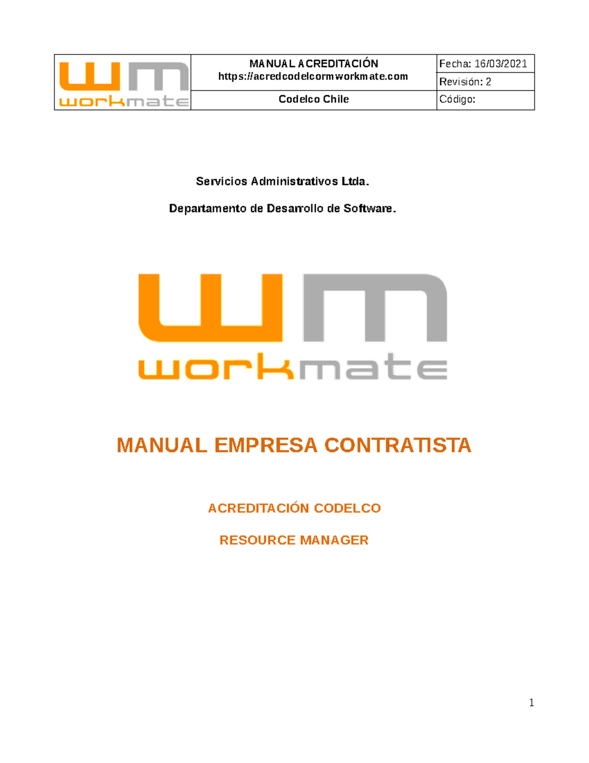 Manual Workmate 1 - ..... - acredcodelcormworkmate Revisión: 2 Codelco ...