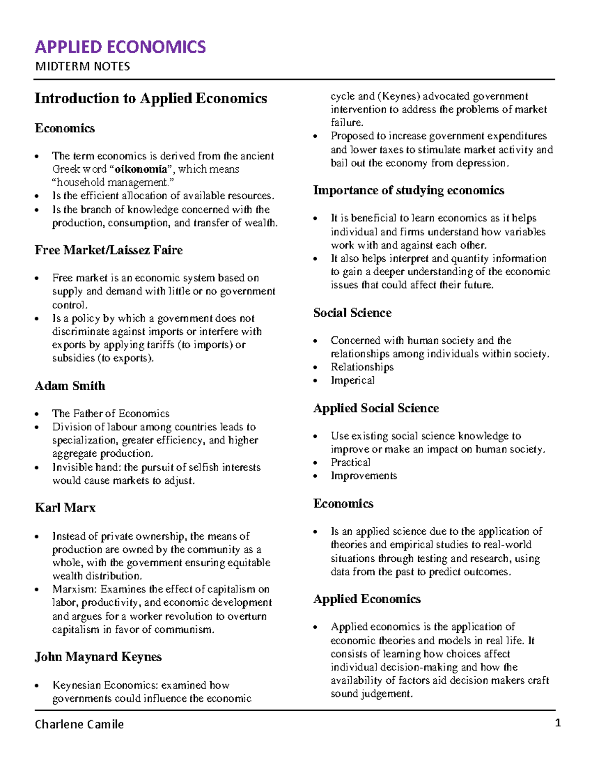 Applied Economics - MIDTERM NOTES Introduction to Applied Economics ...