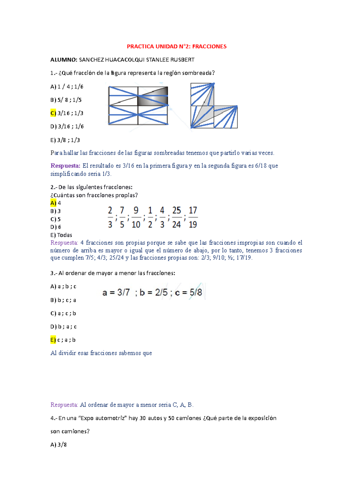 practica unidad nº 2 fracciones curso de (matemática) - PRACTICA UNIDAD ...